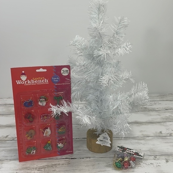 Holiday | Miniature White Christmas Tree With Ornaments | Poshmark